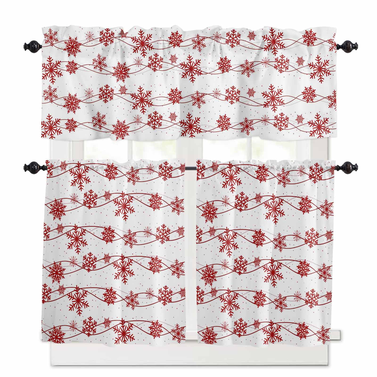 Christmas Snowflakes Kitchen Curtains Valances and Tiers Set of 3 ...