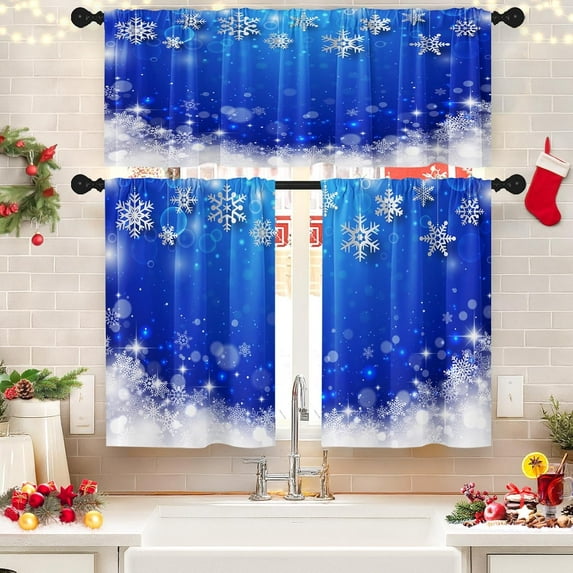 Christmas Snowflakes Kitchen Curtains Window Curtains and Valances Set ...