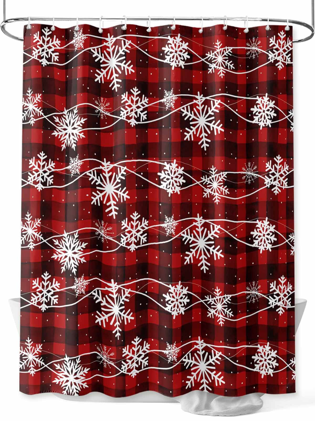 Christmas Snowflakes Shower Curtain Set ，Waterproof Fabric Shower ...