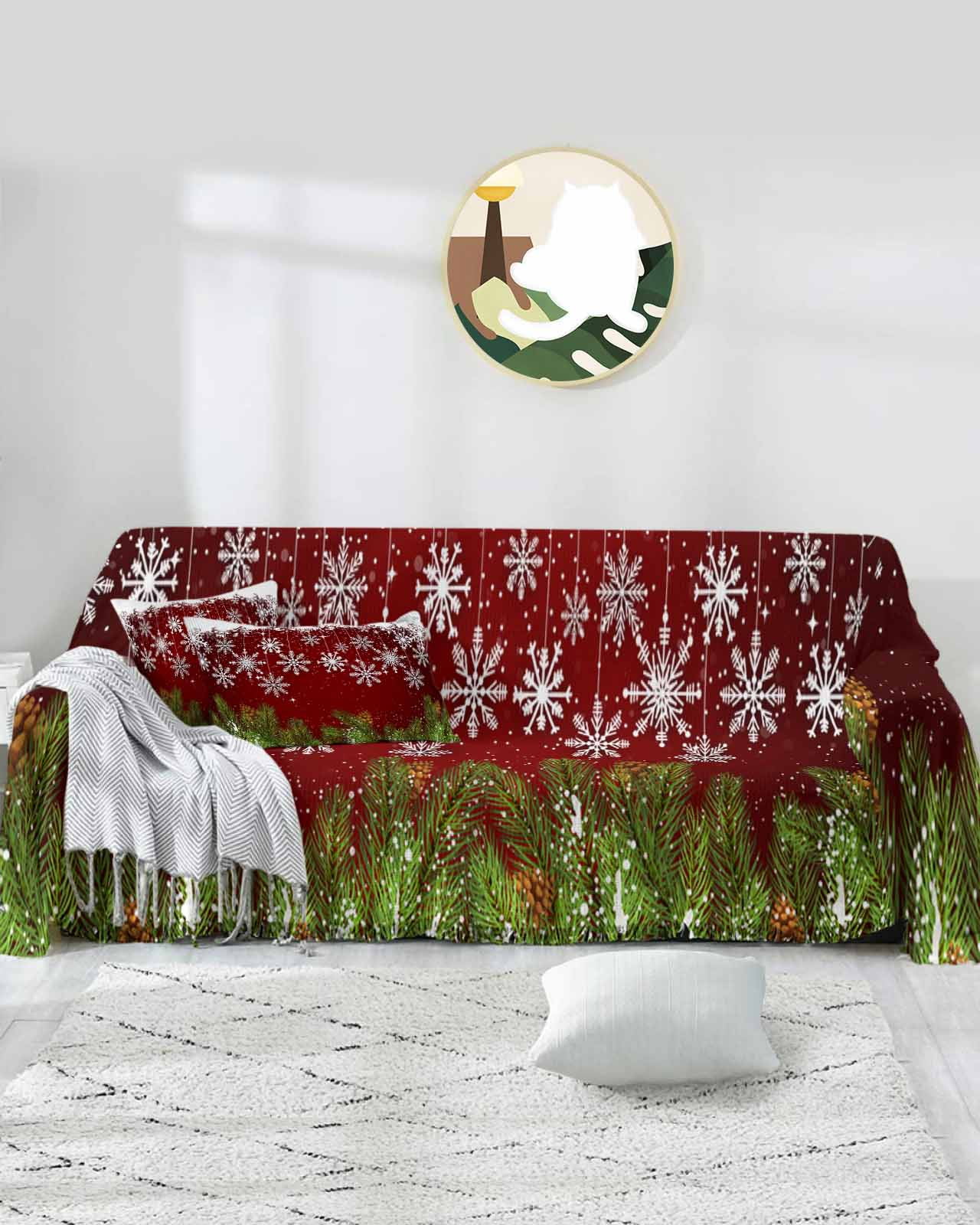 Christmas Snowflakes Sofa Covers for 3 Cushion Couch,Washable Sectional ...