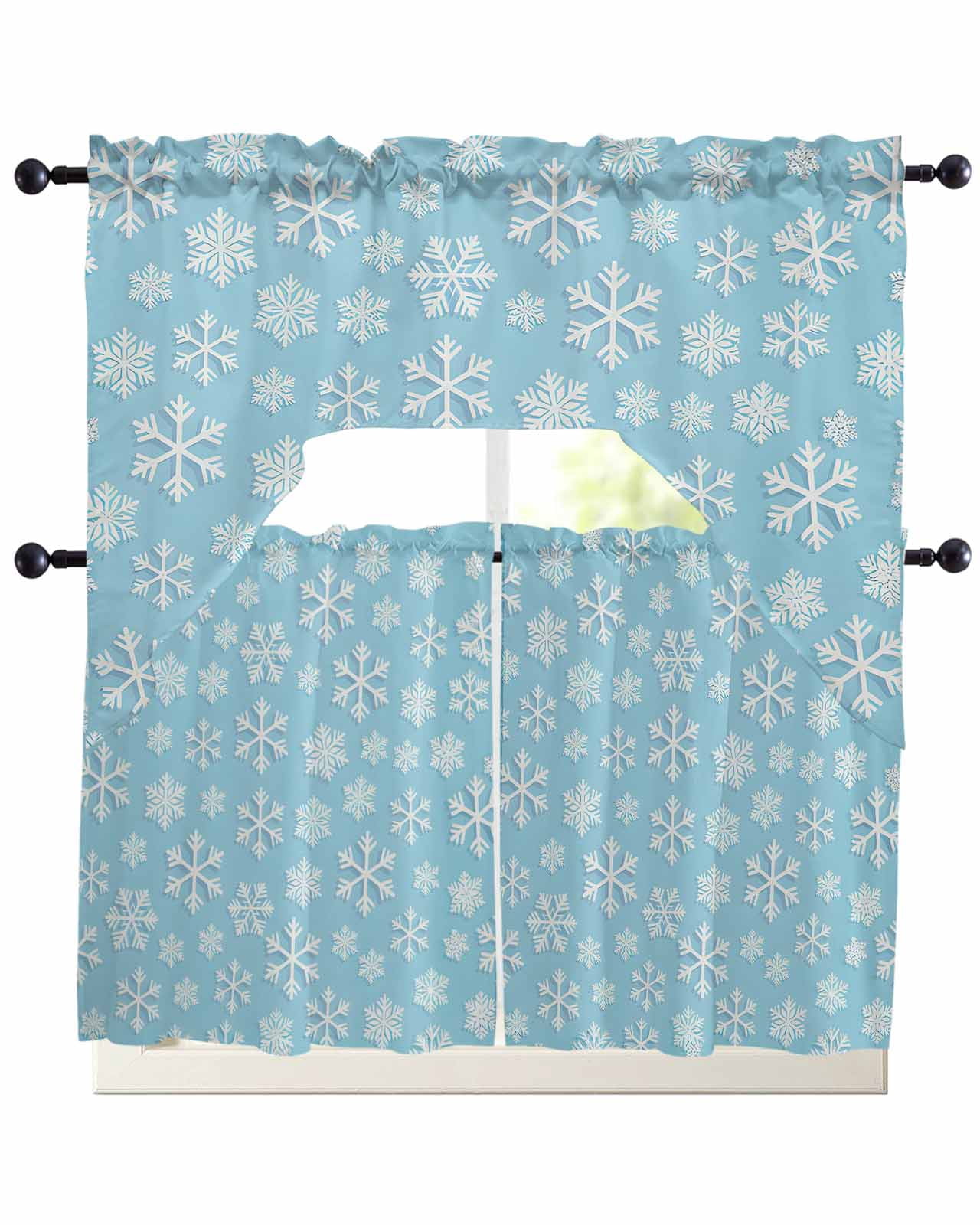 Christmas Snowflakes Swag Curtains for Living Room/Bedroom Windows ...