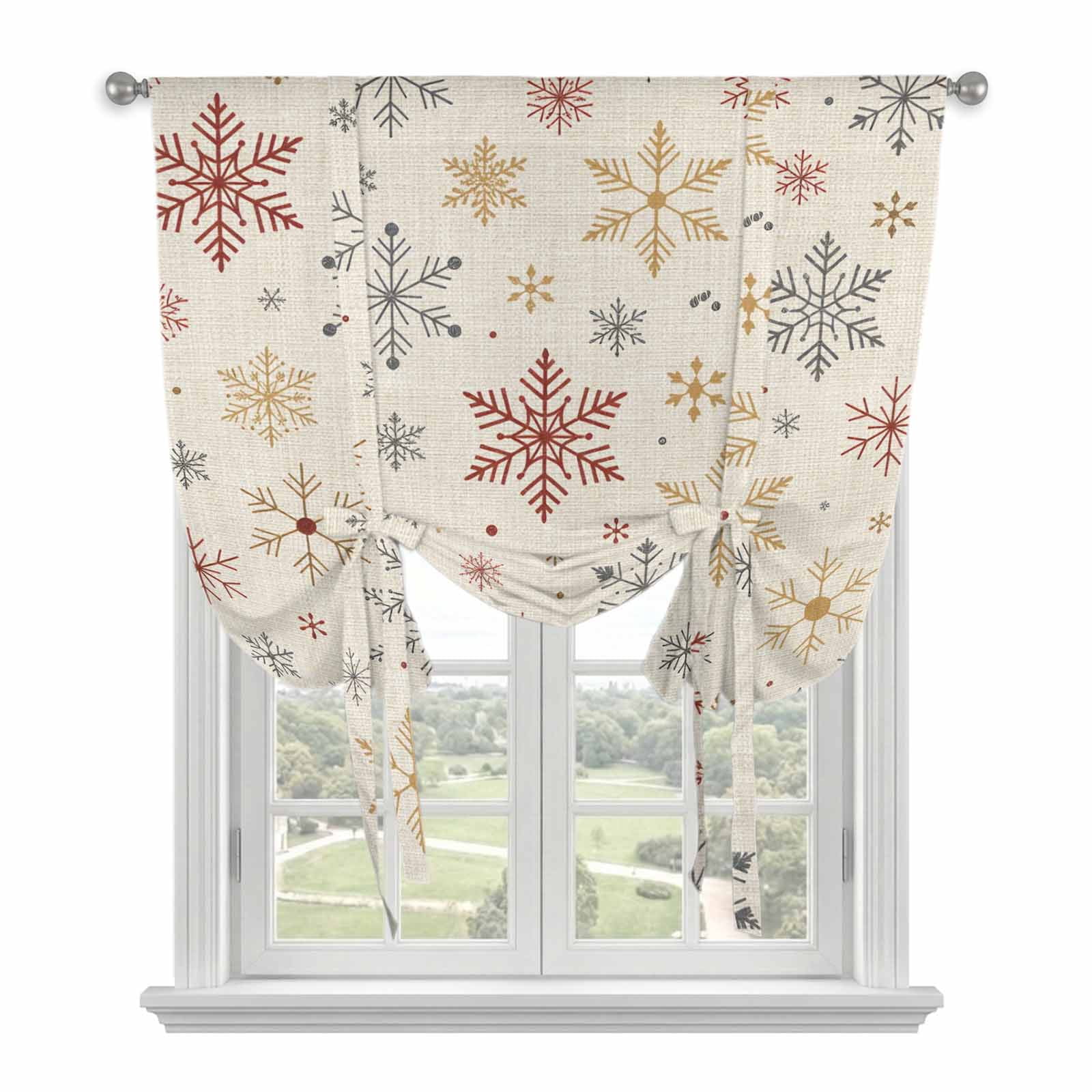 Christmas Snowflakes Tie Up Curtains for Windows, Adjustable Balloon ...