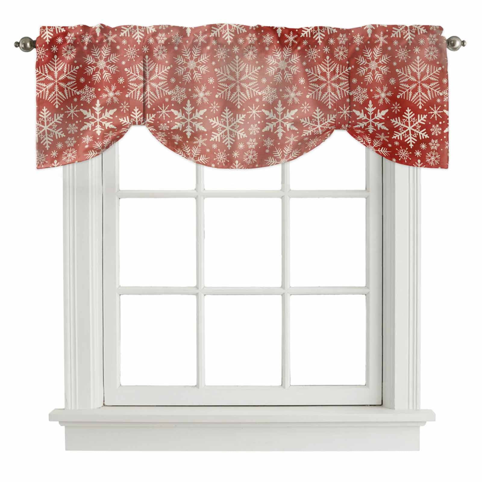 Christmas Snowflakes Tie Up Valance Curtains for Windows, Kitchen ...