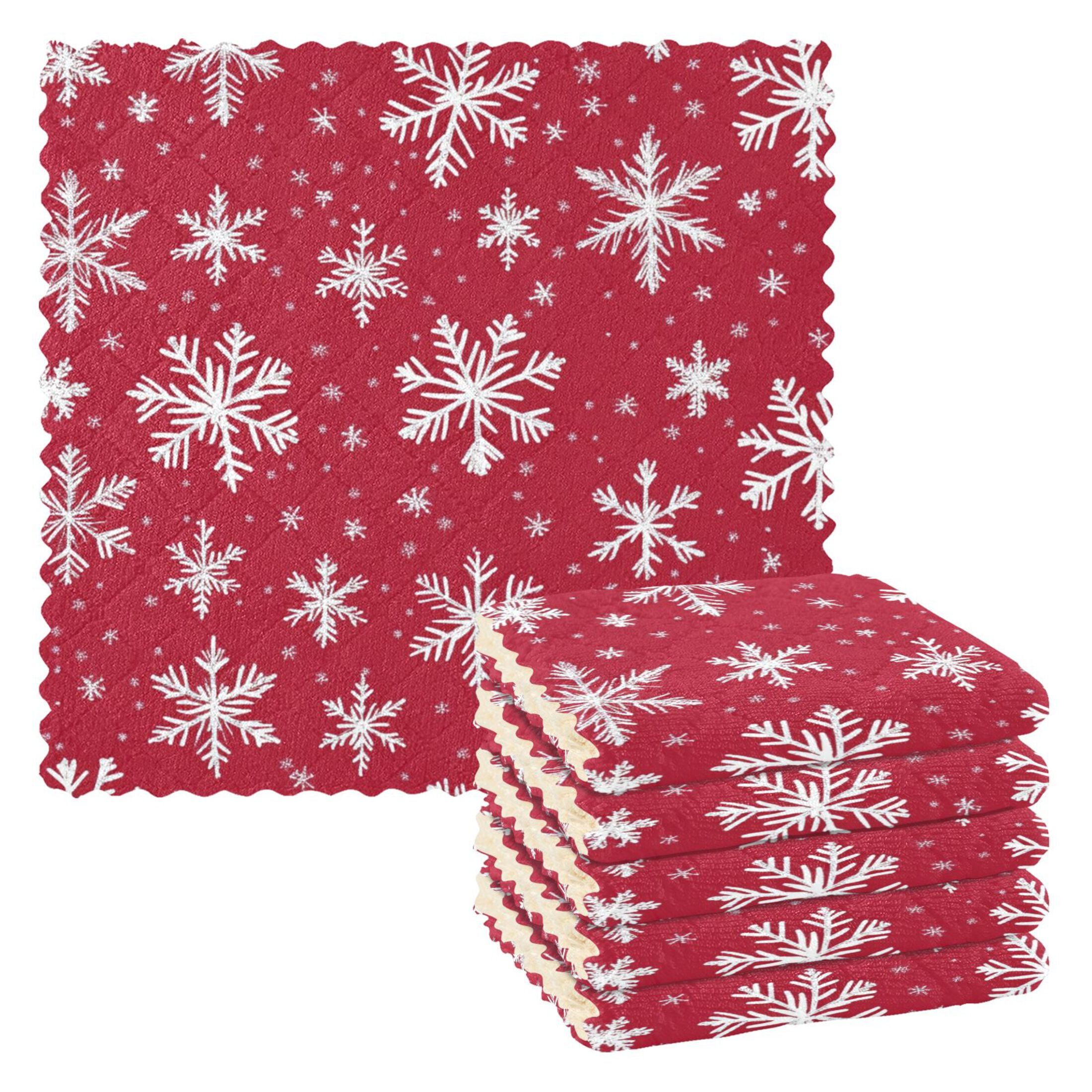 Christmas Snowflakes White Kitchen Towels 6 Pcs Dish Towels Absorbent ...