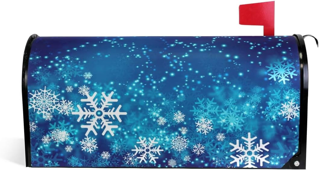 Christmas Snowflakes Winter Magnetic Mailbox Cover Oversized for Garden ...