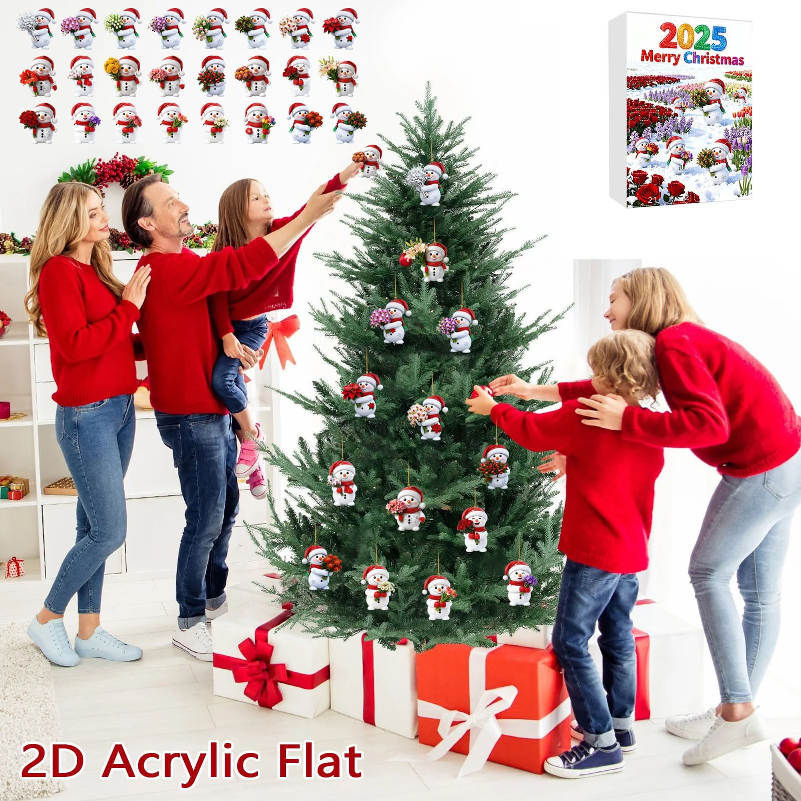 Christmas Snowman Advent Calendar 2025 - 24-Day 2D Acrylic Countdown ...