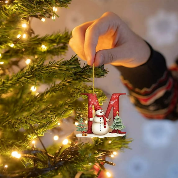 Christmas Snowman Alphabet Pendant Ornaments Festive 26 Letter for ...