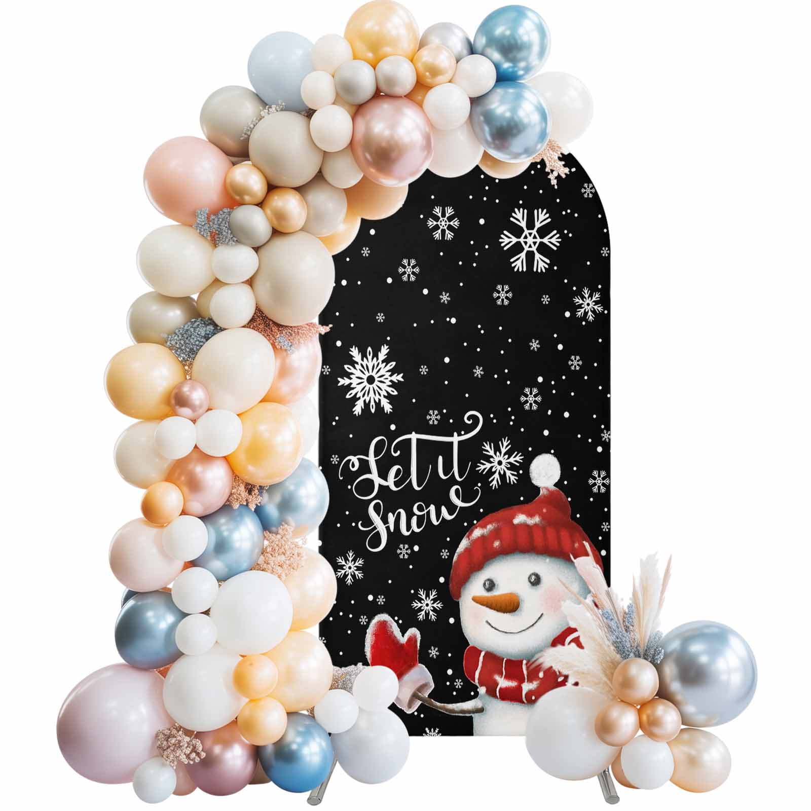 Christmas Snowman Arch Backdrop Cover 4x1.65 Ft, Spandex Wedding Arch ...
