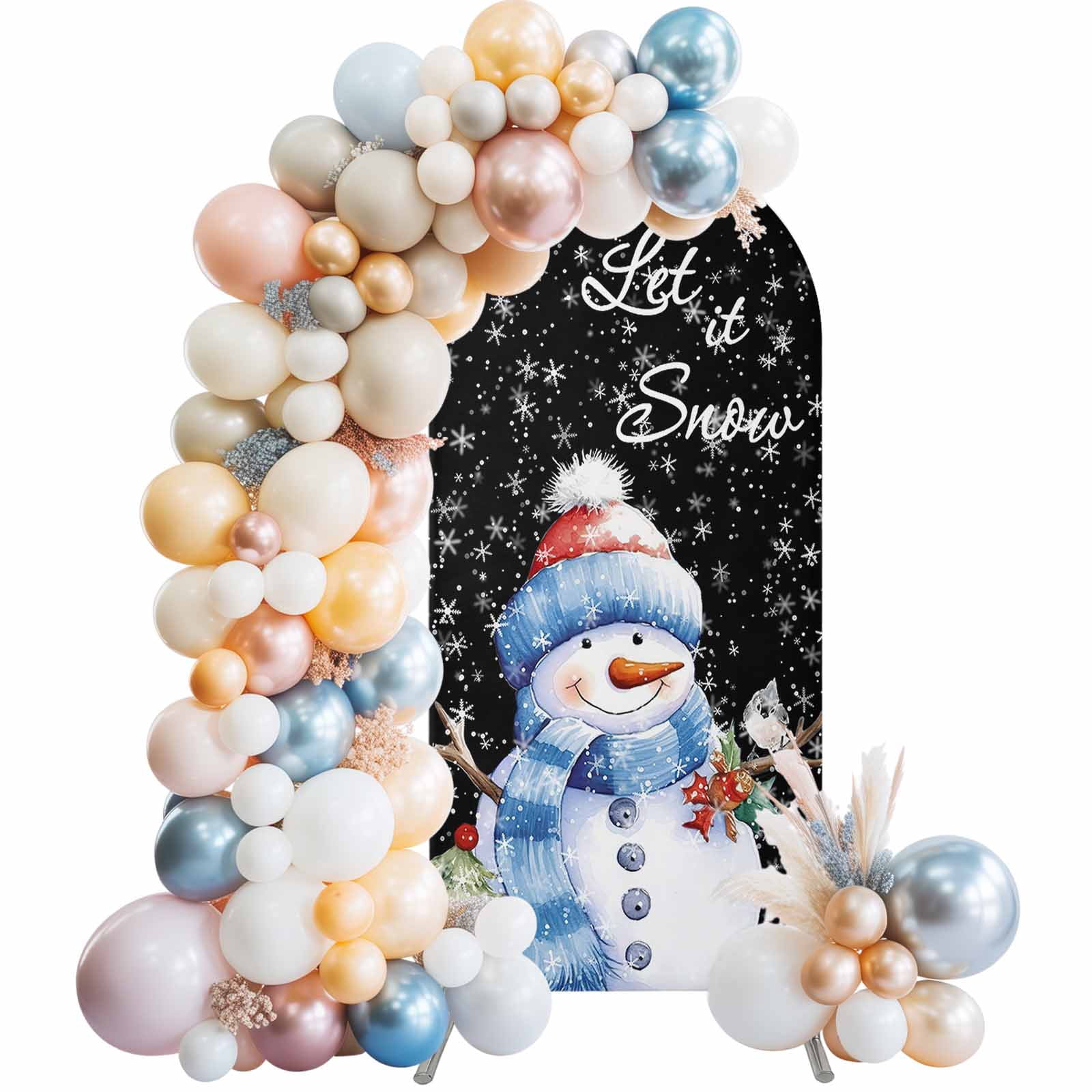 Christmas Snowman Arch Backdrop Cover 6.6x3.3 Ft,Spandex Wedding Arch ...
