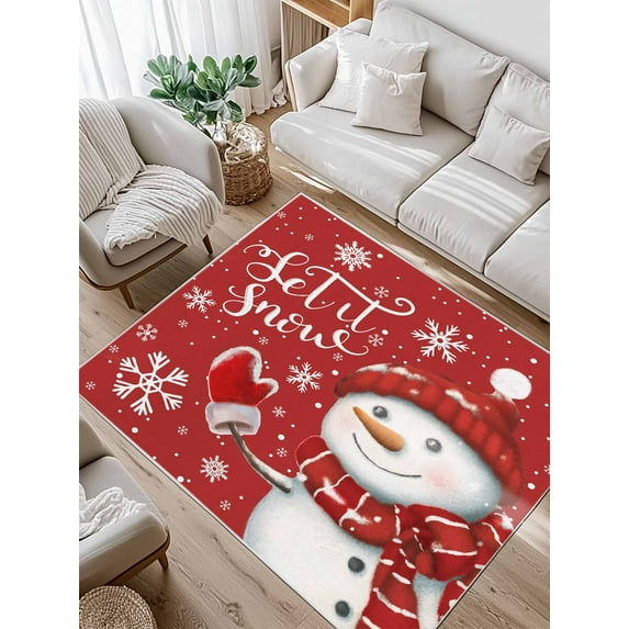 Christmas Snowman Area Rug for Bedroom 3x5 Ft Winter Showflake Red ...