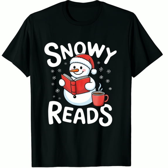 Christmas Snowman Black Snowy Reads Reading Book With Coffee Holiday ...