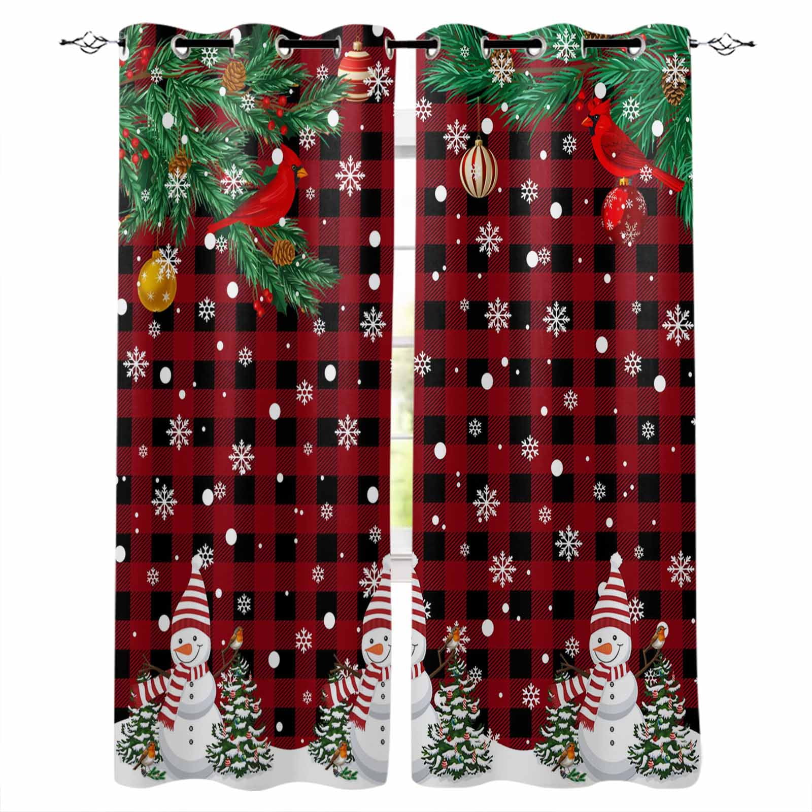 Christmas Snowman Blackout Curtains 39 Inches Long for Bedroom,Buffalo ...