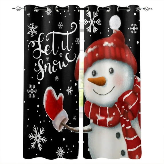 Christmas Snowman Blackout Curtains 45 Inches Long, Xmas Winter ...