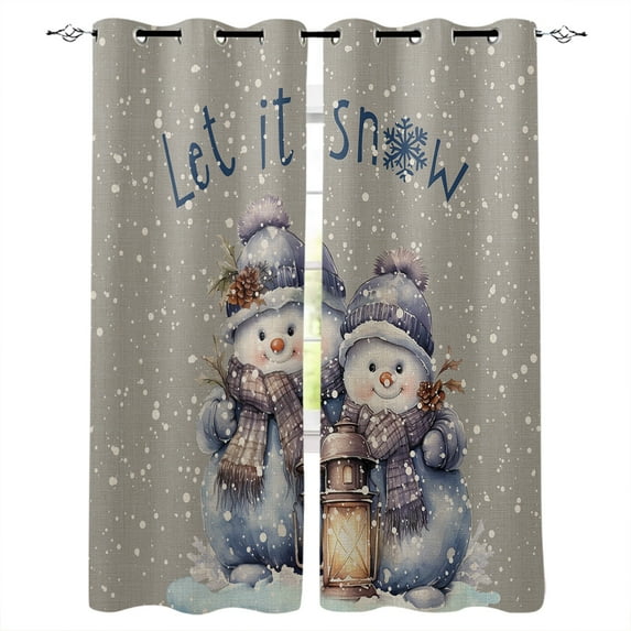 Christmas Snowman Blackout Curtains 54 Inches Long, Winter Snowflake ...