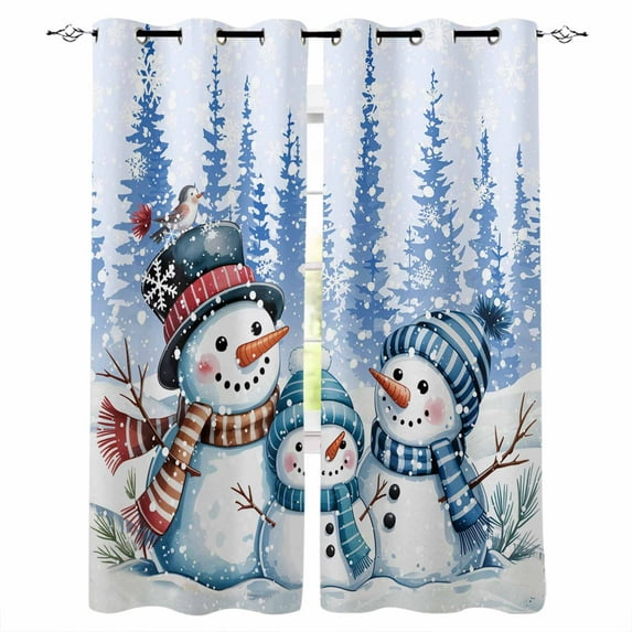 Christmas Snowman Blackout Curtains 84 Inches Long for Bedroom,Xmas ...