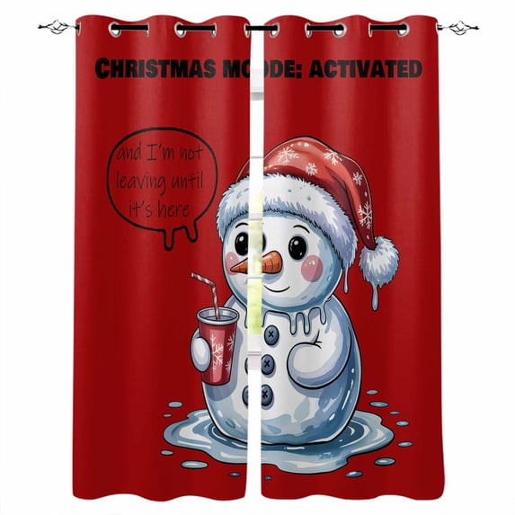 Christmas Snowman Blackout Curtains for Bedroom/Living Room, Thermal ...