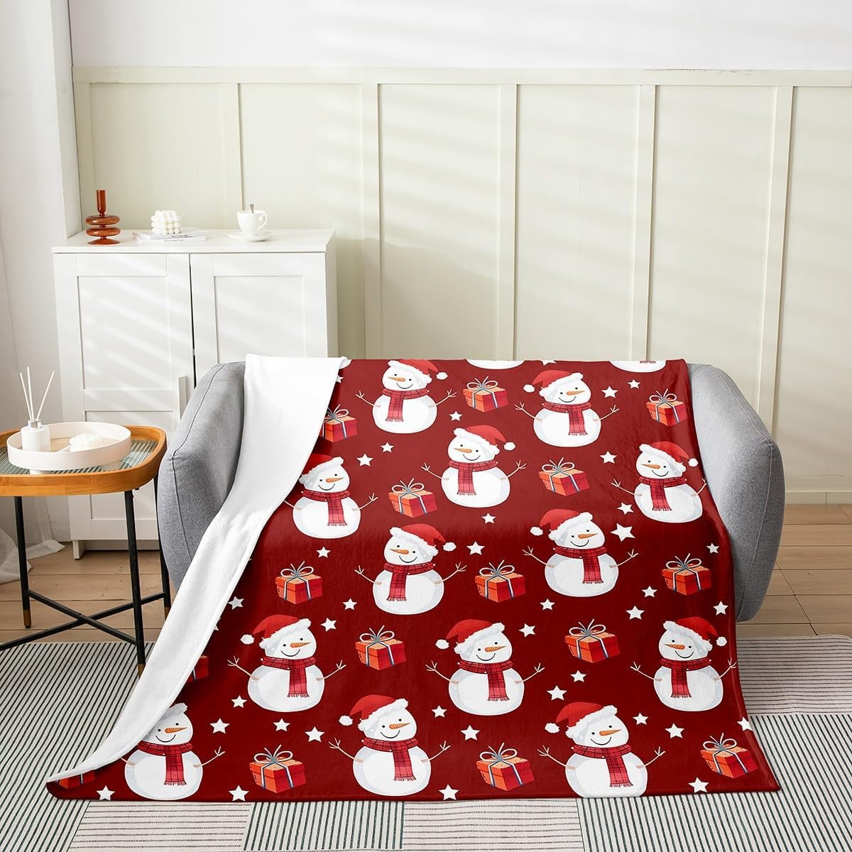 Christmas Snowman Blanket, Plush Flannel Fleece, Lightweight Fuzzy ...