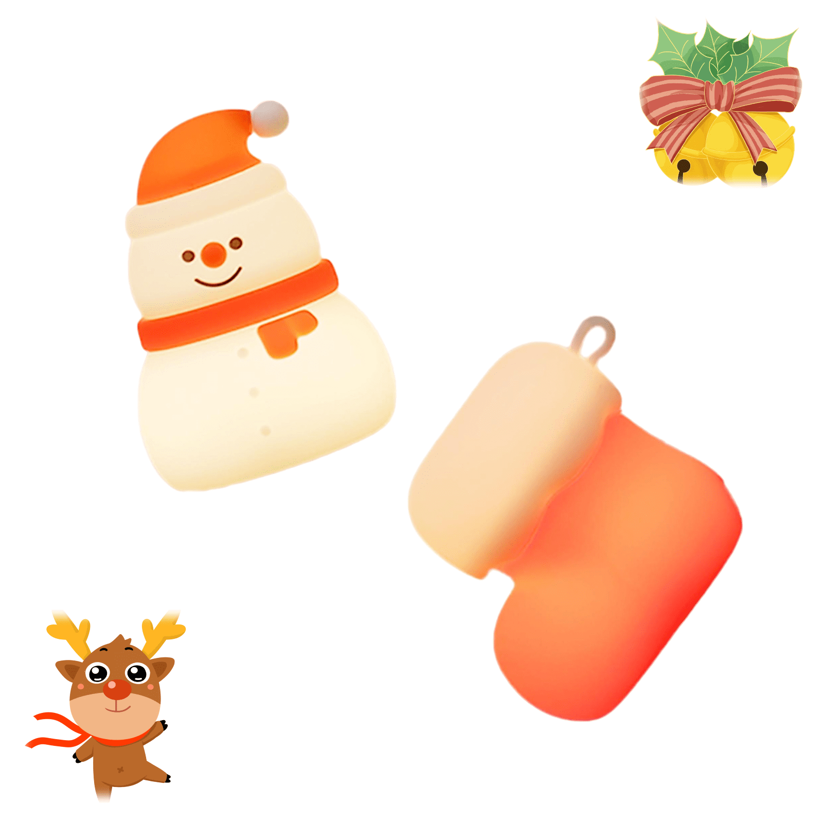 Christmas Snowman&BootSilicone Pat Light, Touch Ki-ds Night Ligh USB ...