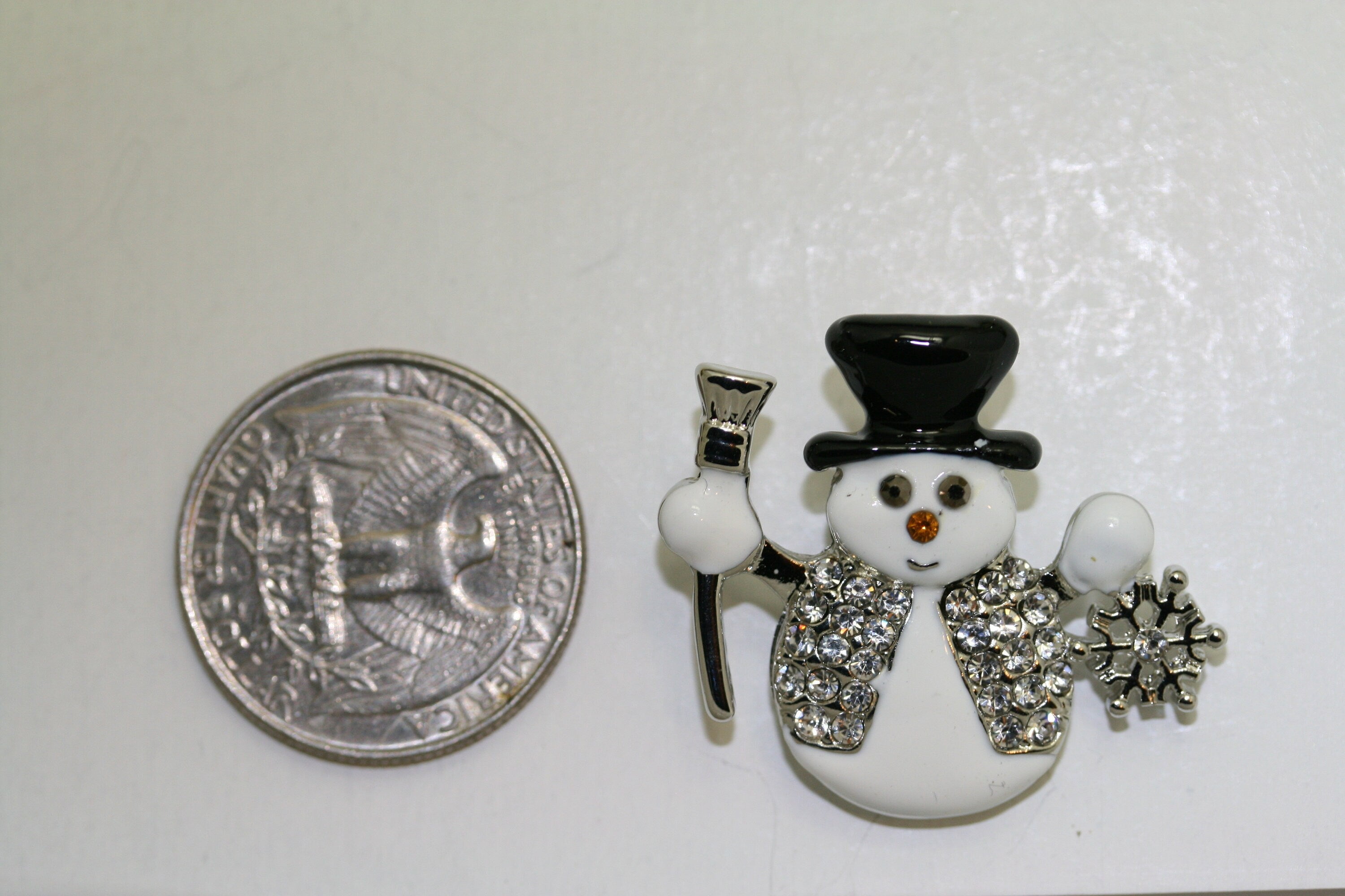 Christmas Snowman Brooch, Glittery and Glitzy Snowman Pin with Clear ...