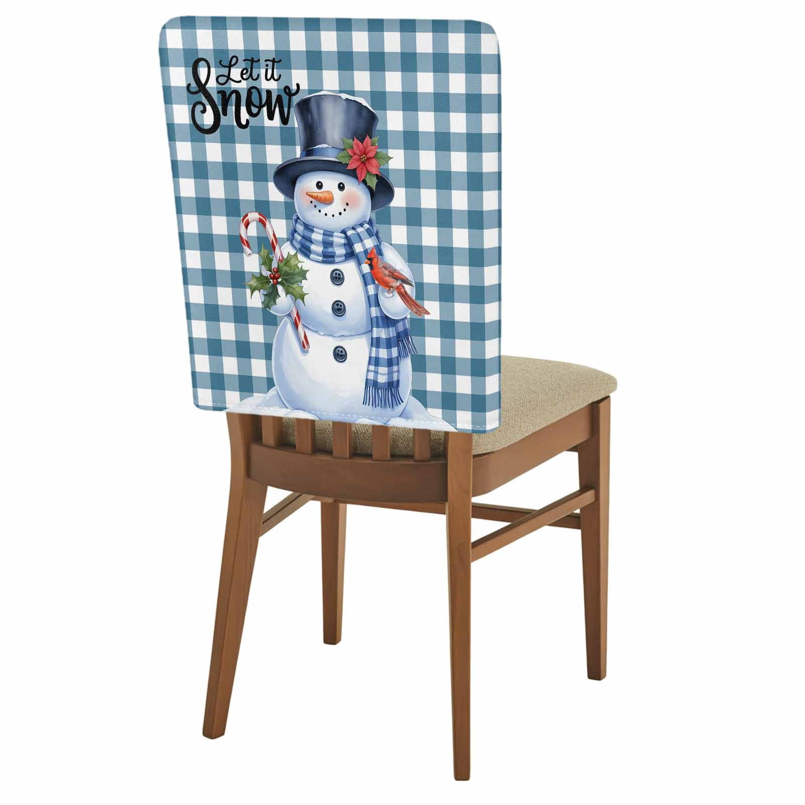 Christmas Snowman Chair Back Covers Set of 8 Xmas Snowman with Cardinal ...