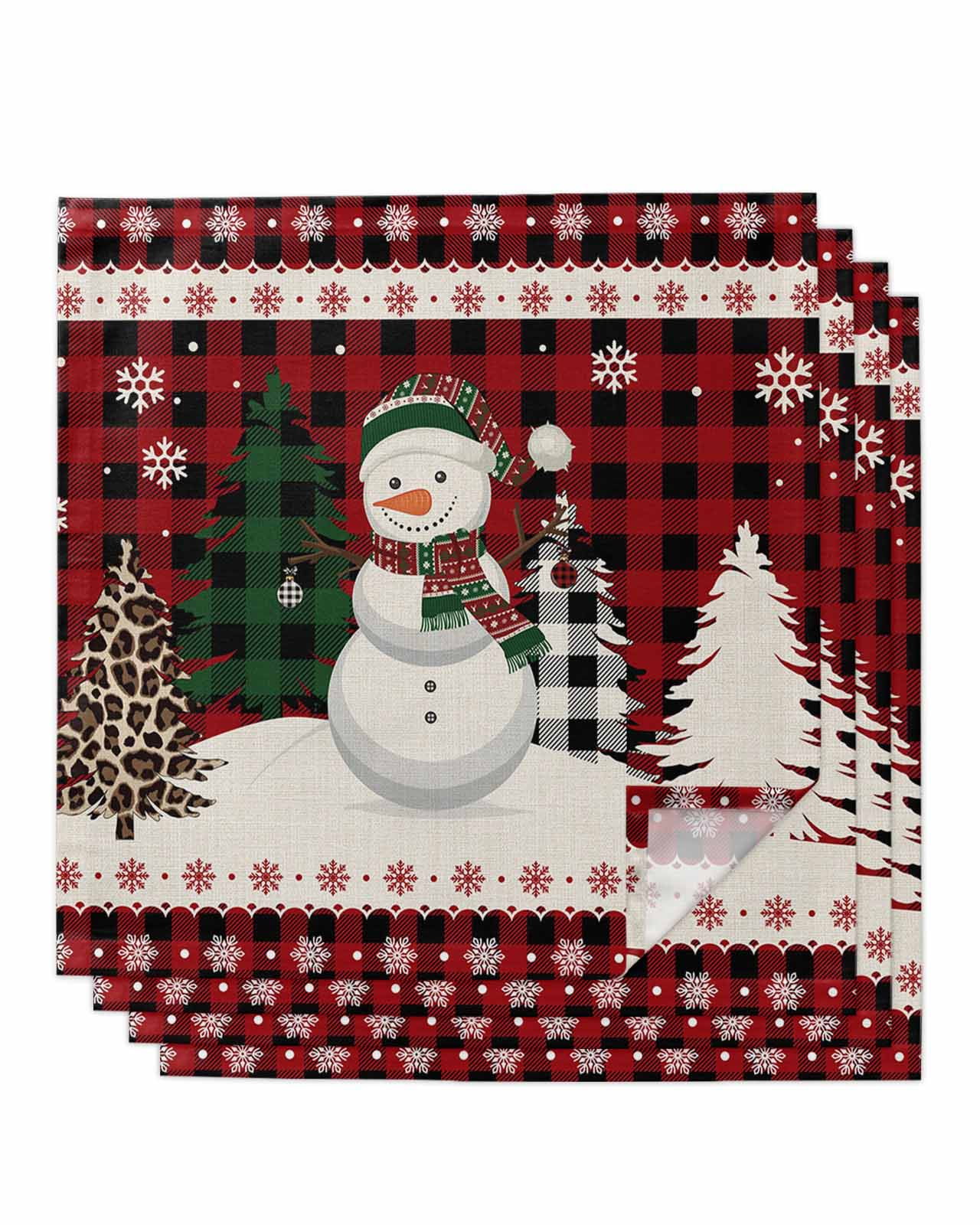 Christmas Snowman Cloth Napkins Set of 4 Reusable Dinner Napkins ...