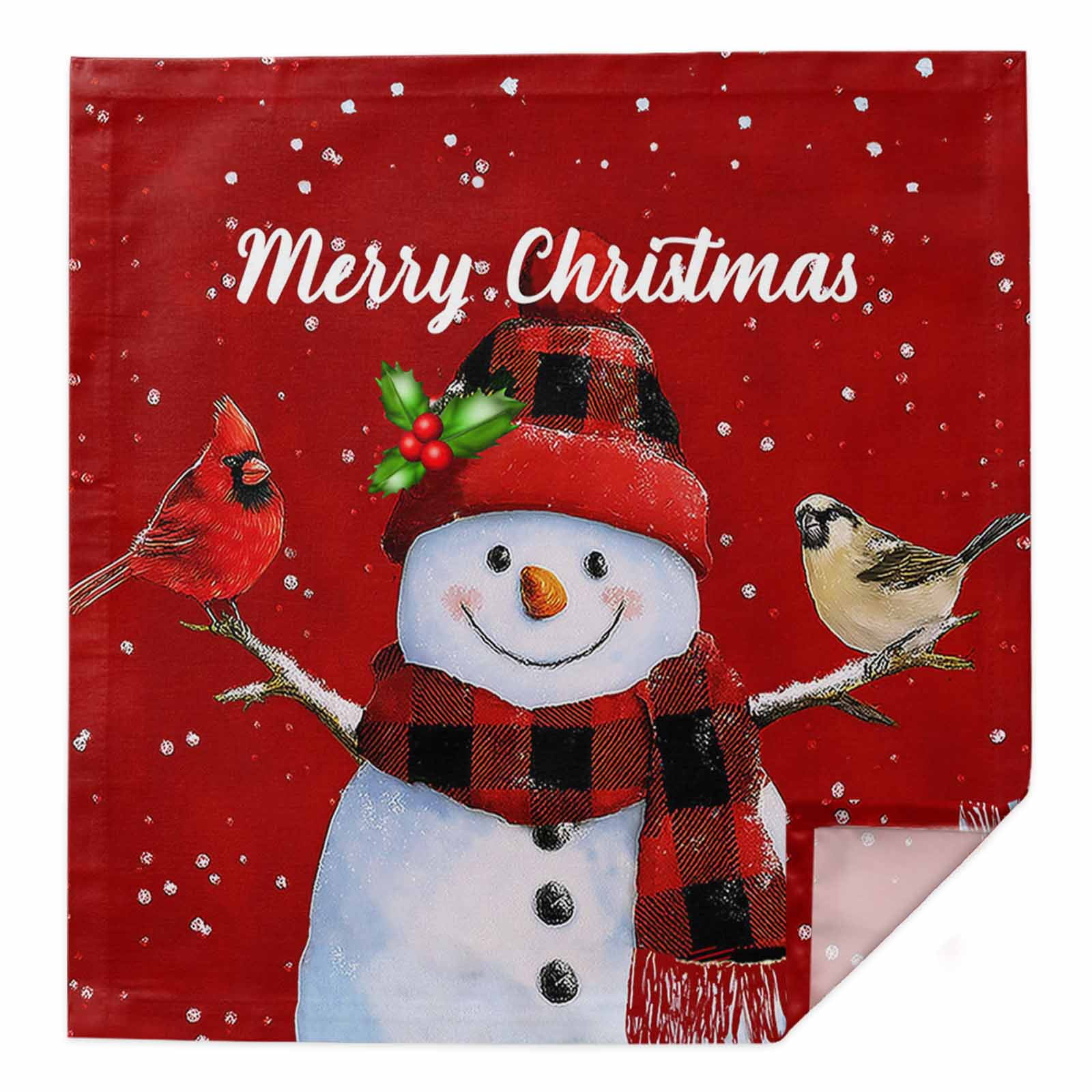 Christmas Snowman Cloth Napkins Washable Set of 1, Winter Cardinal Xmas ...