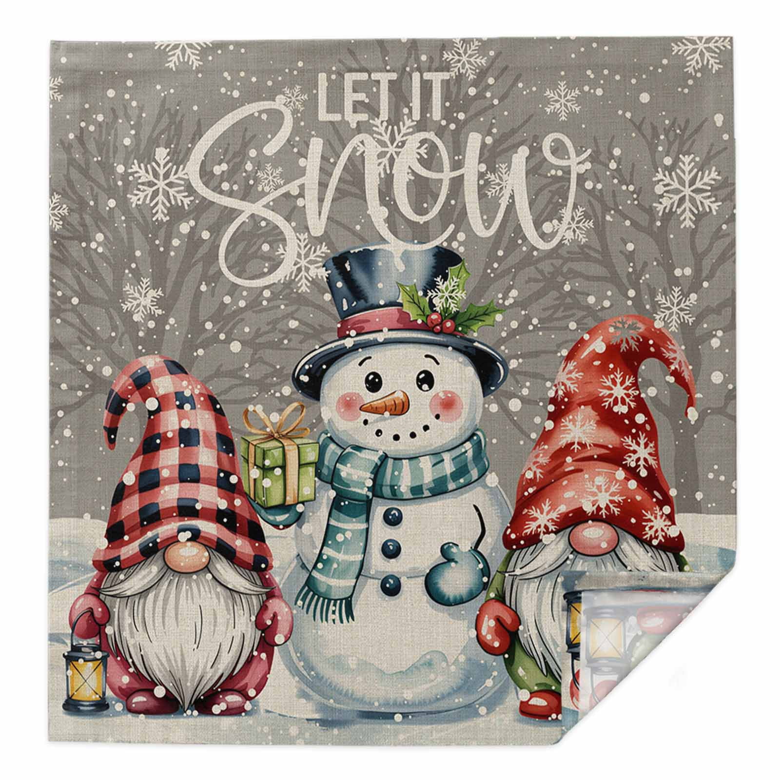 Christmas Snowman Cloth Napkins Washable Set of 1, Xmas Snowflakes ...