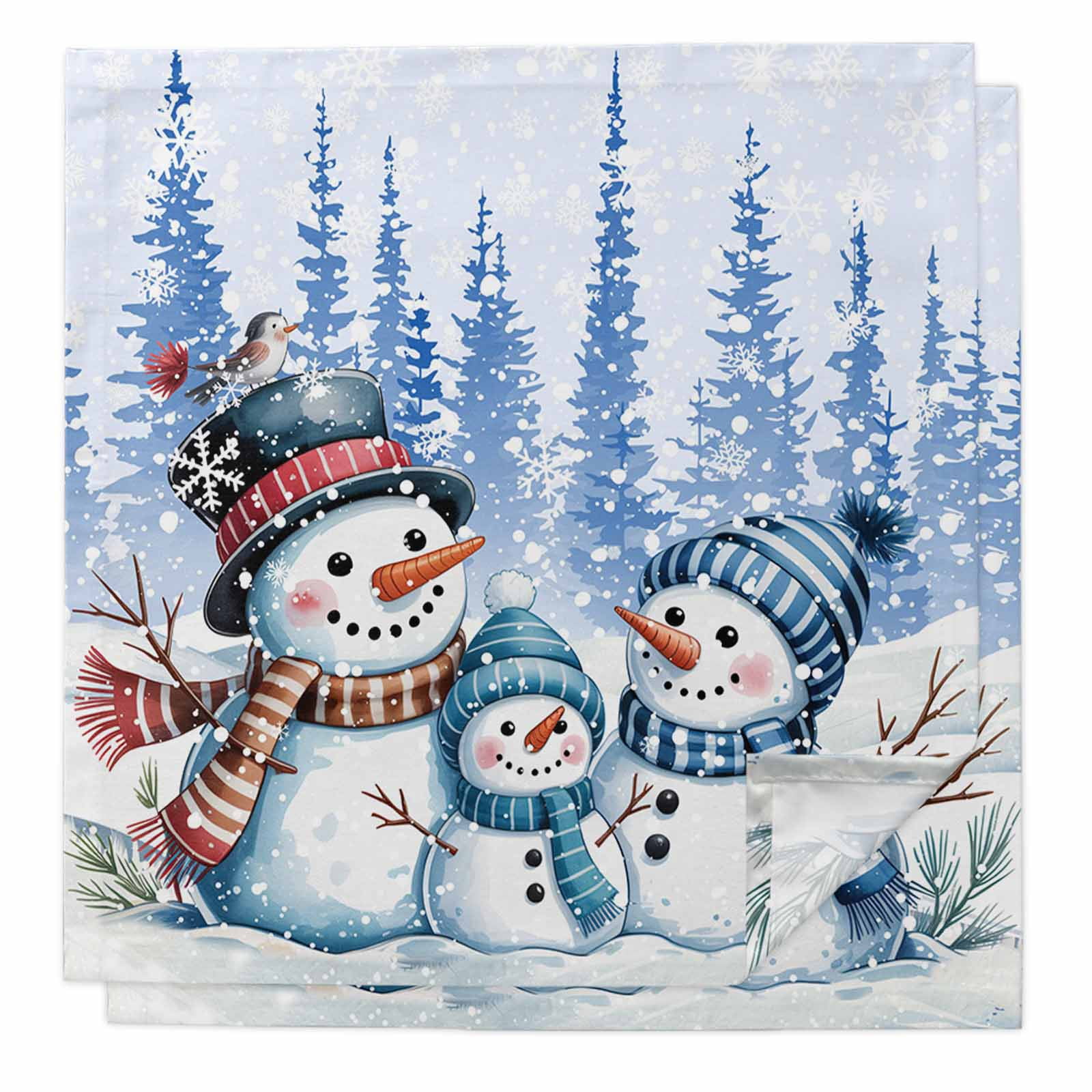 Christmas Snowman Cloth Napkins Washable Set of 2, Xmas Winter ...