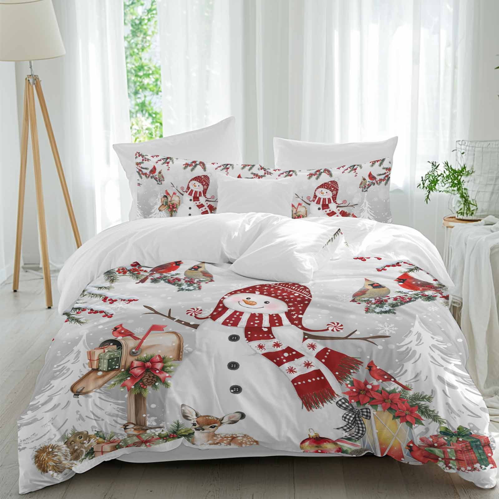 Christmas Snowman Comforter Set California King Size, Red Snowman ...