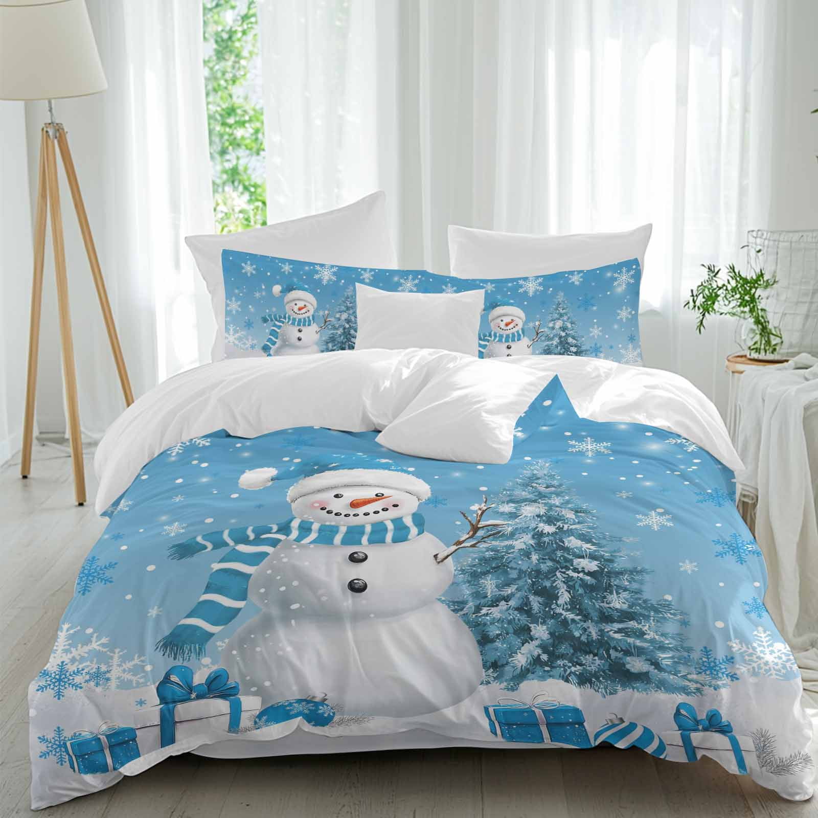 Christmas Snowman Comforter Set Queen Size, Snowman Xmas Tree ...