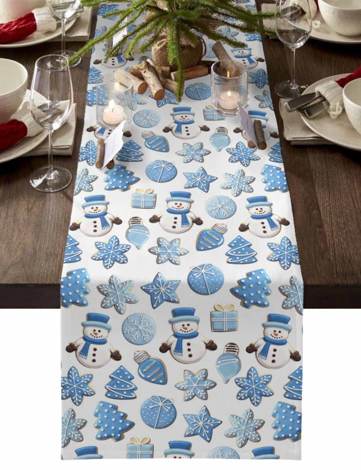Christmas Snowman Cotton Linen Table Runner for Dining Kitchen, Winter ...