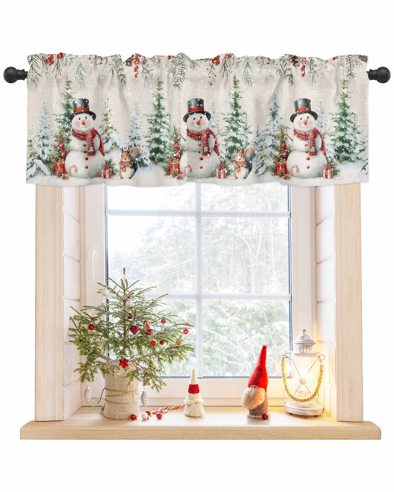 Christmas Snowman Curtain Valance for Windows/Living Room/Kitchen ...