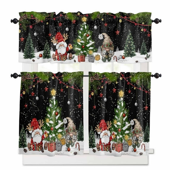 Christmas Snowman Curtain Valances Set Red Snowman Xmas Trees ...