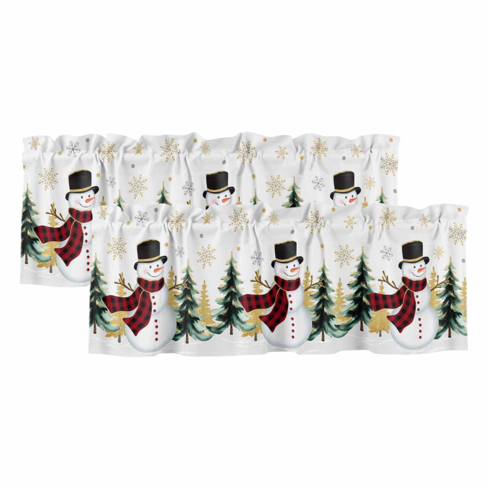 Christmas Snowman Curtain Valances for Windows, Kitchen Valance Window ...