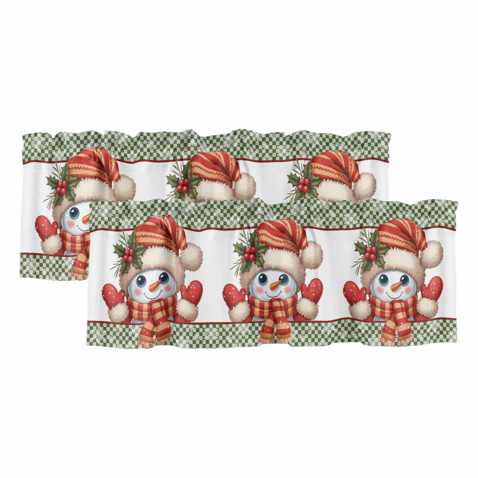 Christmas Snowman Curtain Valances for Windows, Kitchen Valance Window ...