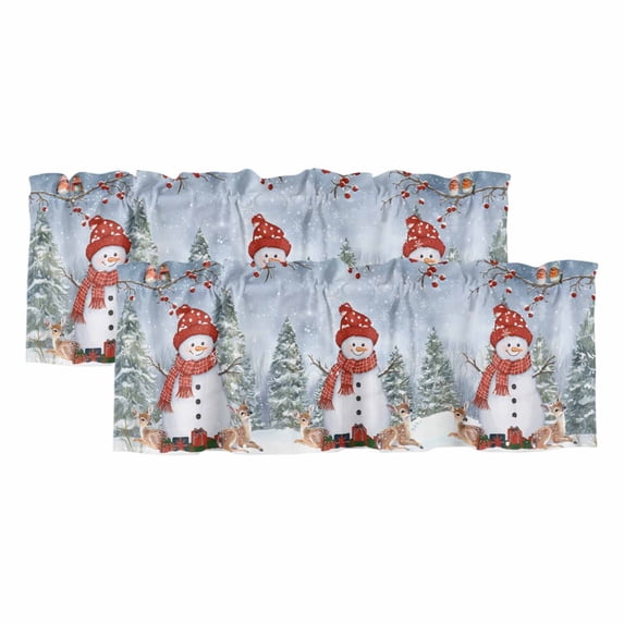Christmas Snowman Curtain Valances for Windows, Kitchen Valance Window ...