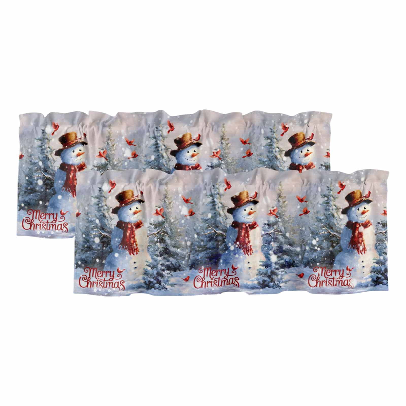 Christmas Snowman Curtain Valances for Windows, Kitchen Valance Window ...