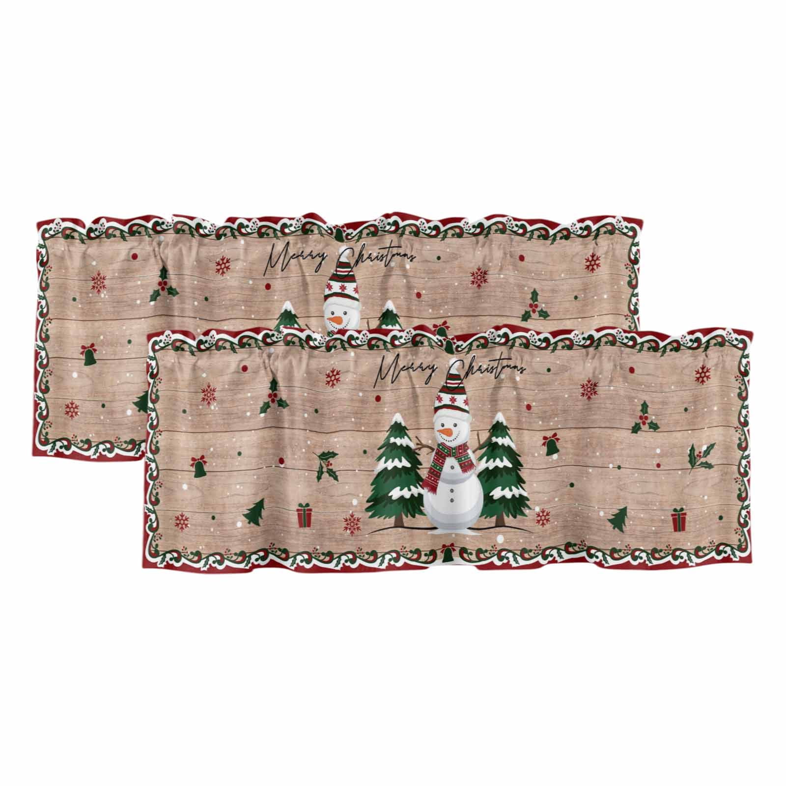Christmas Snowman Curtain Valances for Windows, Kitchen Valance Window ...