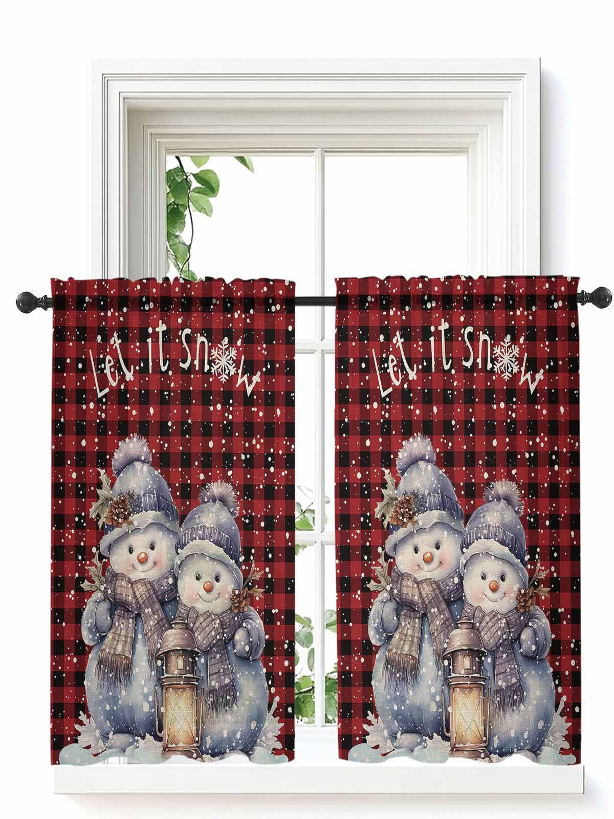 Christmas Snowman Curtains 45 Inch Length, Sheer Curtains for Bedroom ...