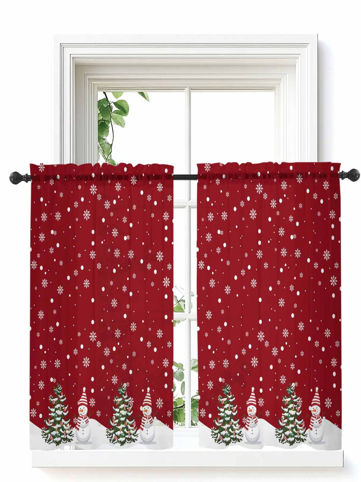 Christmas Snowman Curtains 54 Inch Length, Sheer Curtains for Bedroom ...