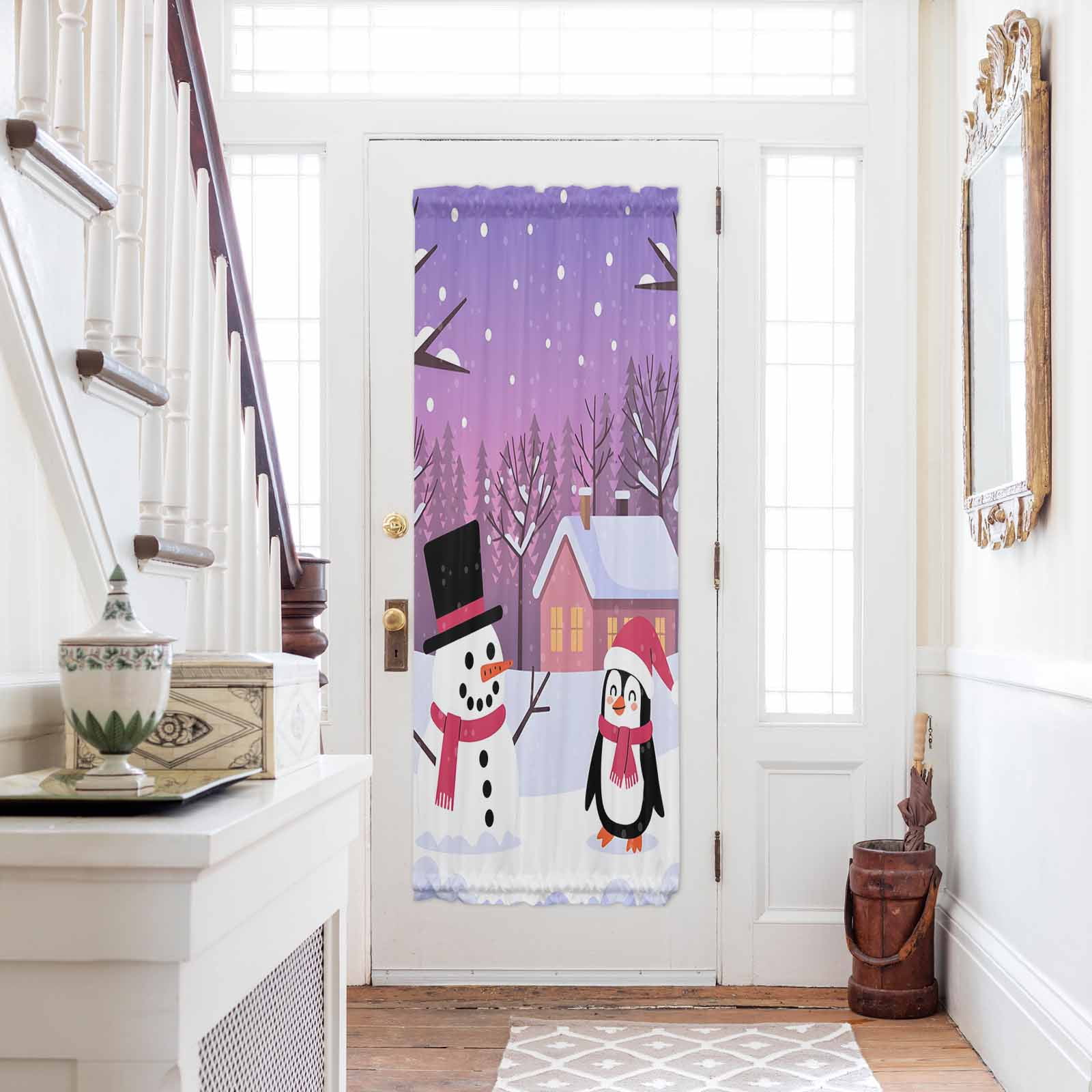 Christmas Snowman Door Curtains for Door Window, French Sidelight Front ...