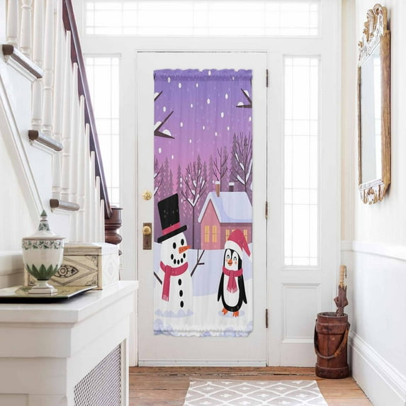Christmas Snowman Door Curtains for Door Window, French Sidelight Front ...