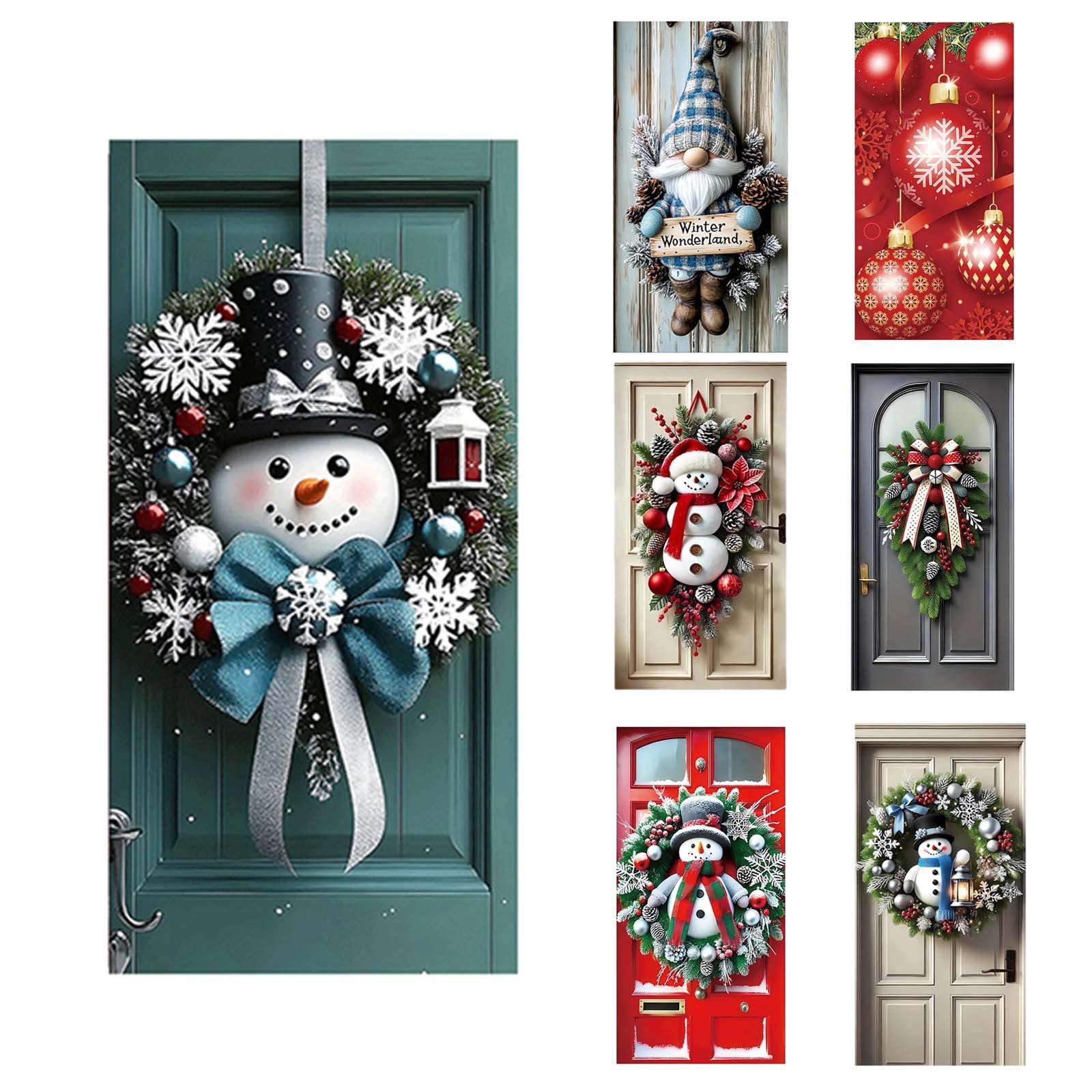 Christmas Snowman Door Decor Hanging - Festive Fabric Door Cover ...
