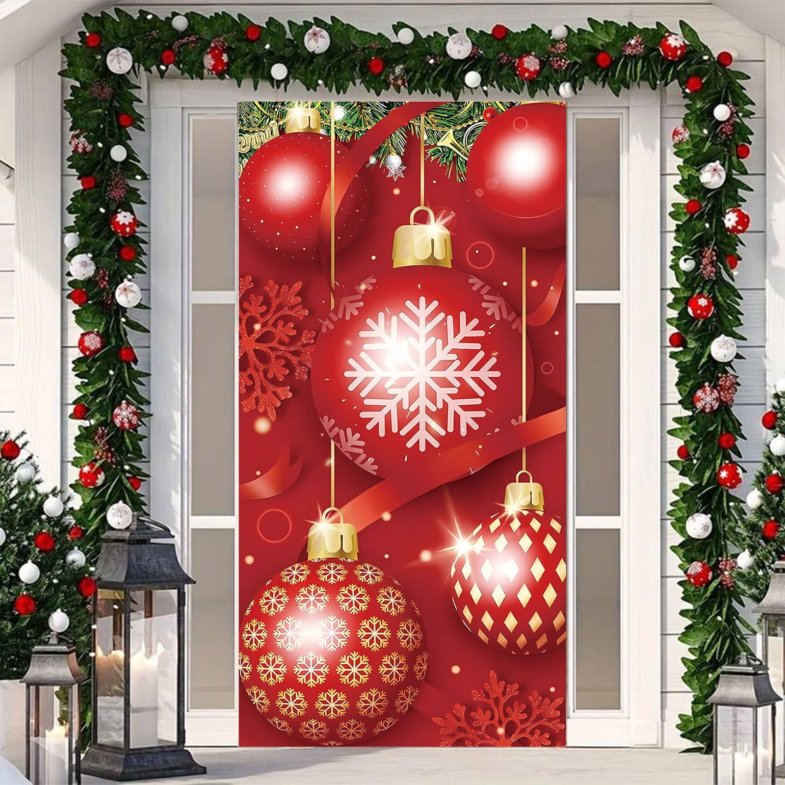 Christmas Snowman Door Decor Hanging - Festive Fabric Door Cover ...
