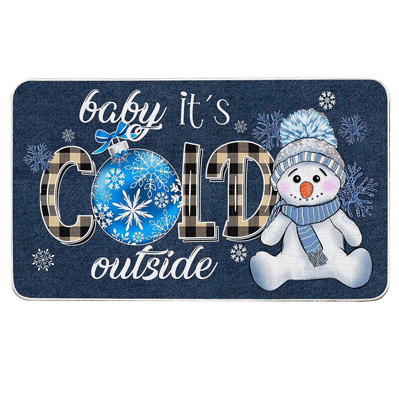 Christmas Snowman Doormat Cold Outside Decorative Door Mats Welcome Mat ...