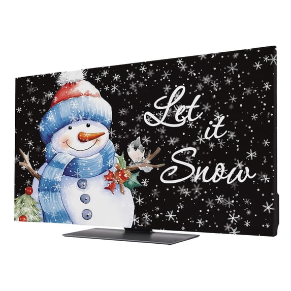 Christmas Snowman Elastic Indoor TV Cover 65" Dust Protector,Stretch ...