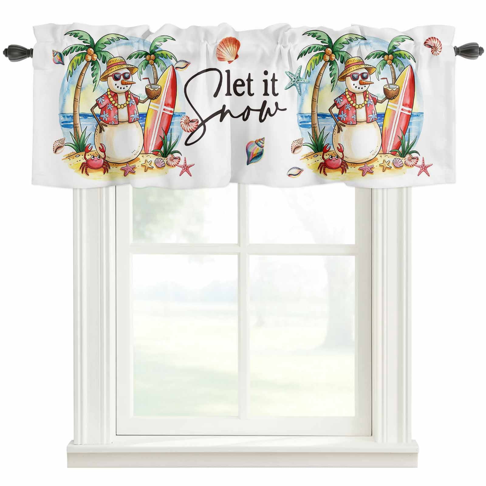 Christmas Snowman Farmhouse Short Window Curtain Valances, Winter ...
