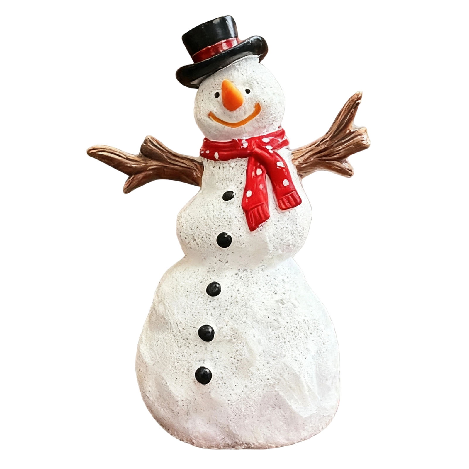 Christmas Snowman Figurine With Festive Design Black Top Hat Red Polka ...