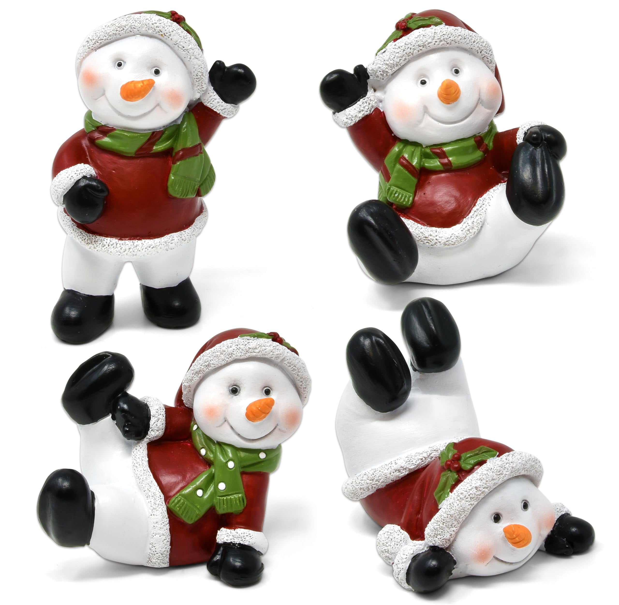 Christmas Snowman Figurines Table Top Decor Set of 4 Mini 3.5" Resin ...