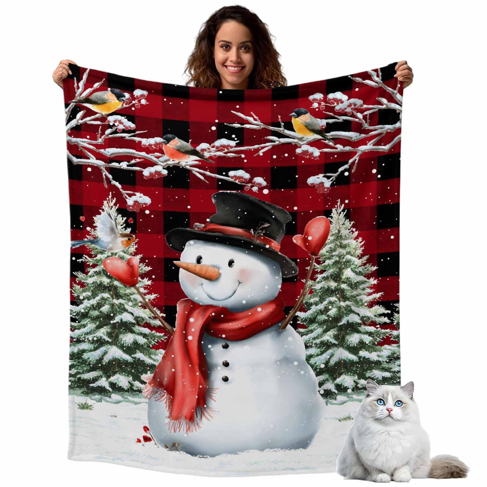 Christmas Snowman Flannel Blanket for Bed,Travel and Camping, Tree ...